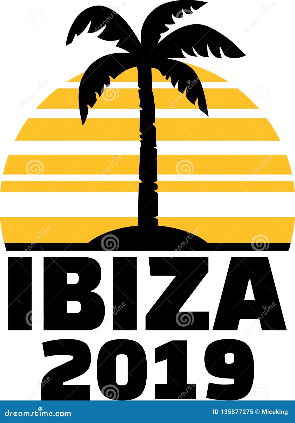 Ibiza 2019 palm tree stock vector. Illustration of island - 135877275