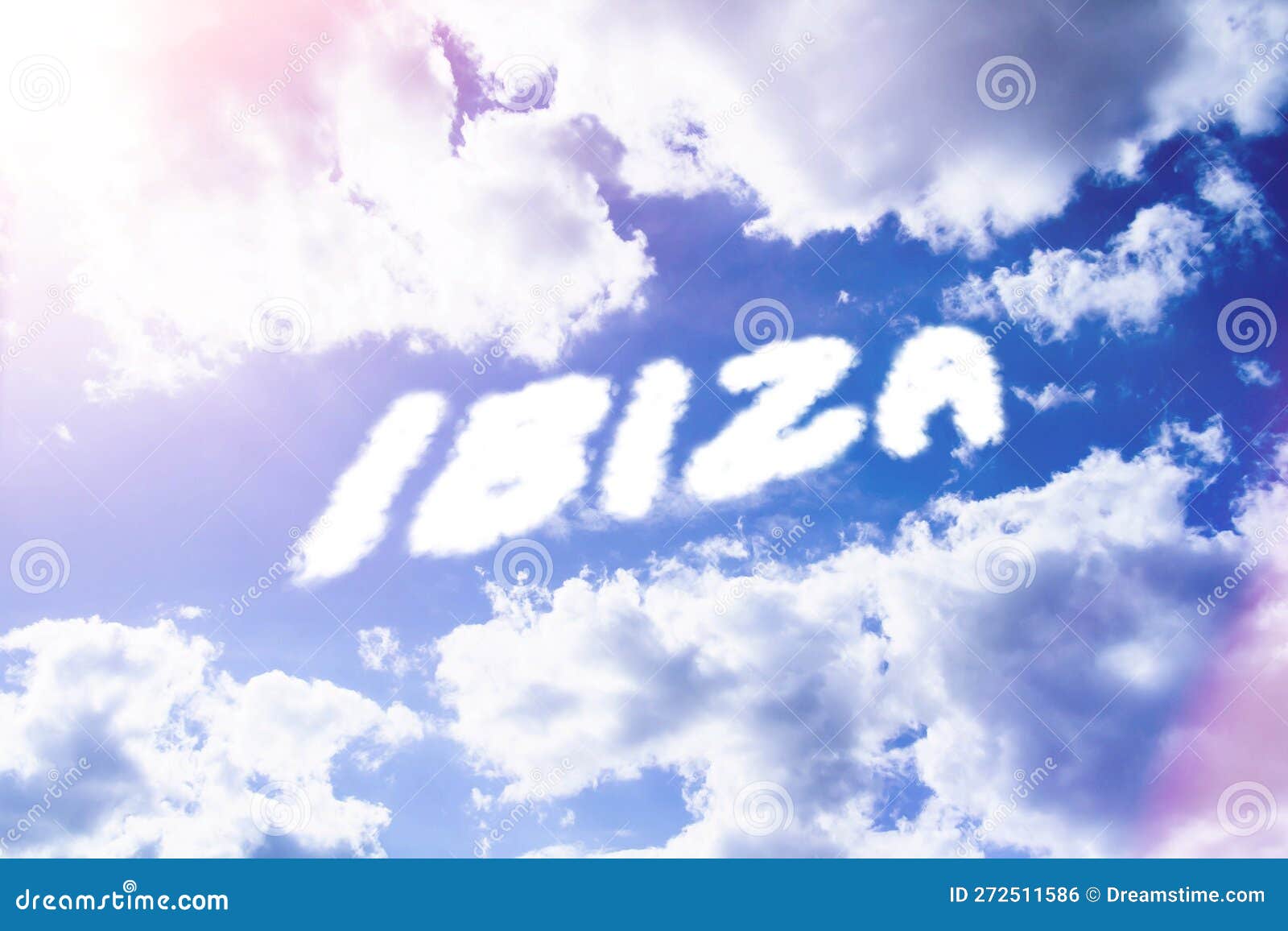 Ibiza. Text from Clouds in Sky in Bright Sunlight Stock Photo - Image ...