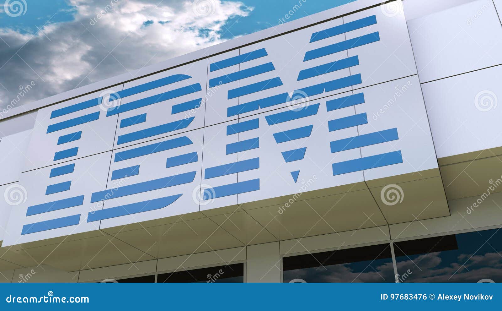 IBM Logo on the Modern Building Facade. Editorial 3D Rendering ...