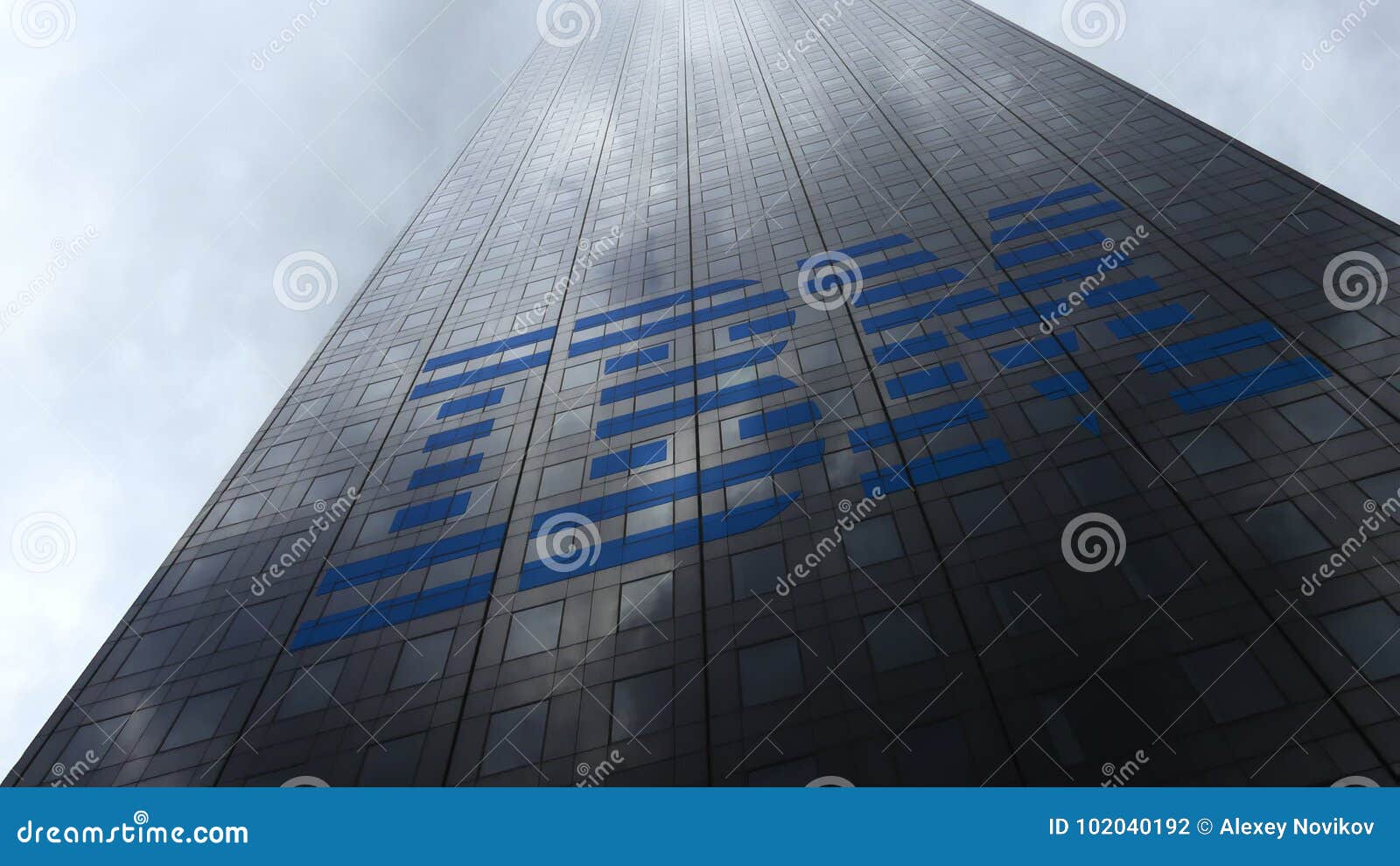 IBM Logo on a Skyscraper Facade Reflecting Clouds. Editorial 3D ...