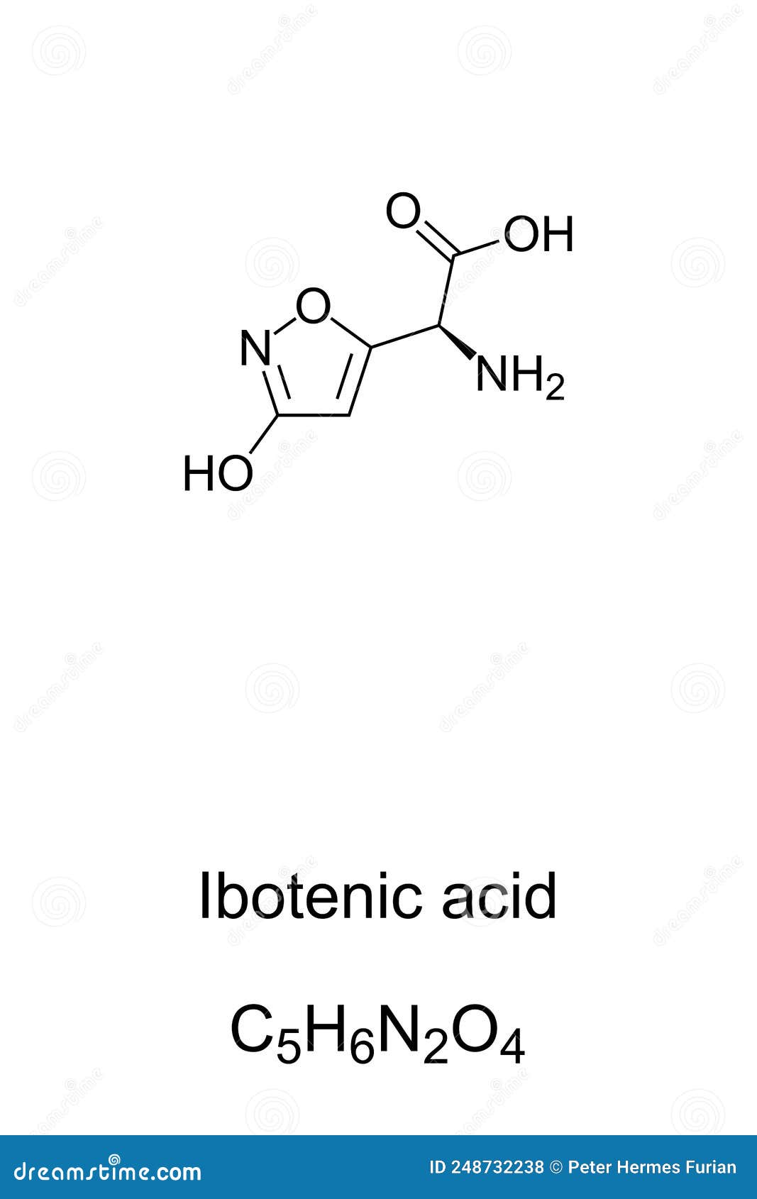 Ibotenic Acid, Fly Agaric Poison, Chemical Formula and Structure Stock ...