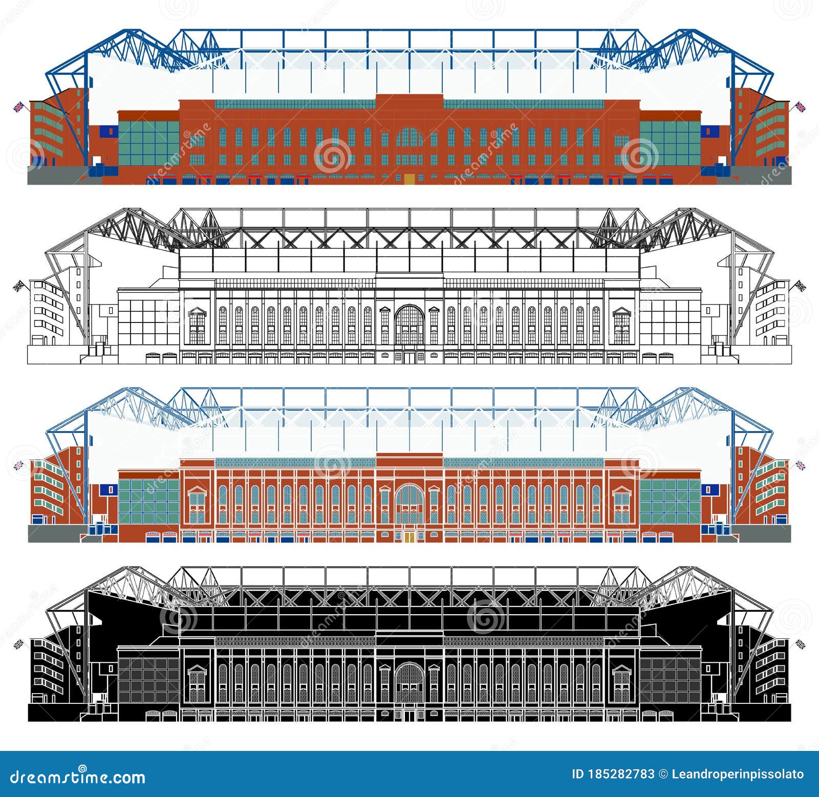 Ibrox Stadium in Front View Stock Vector - Illustration of rangers ...