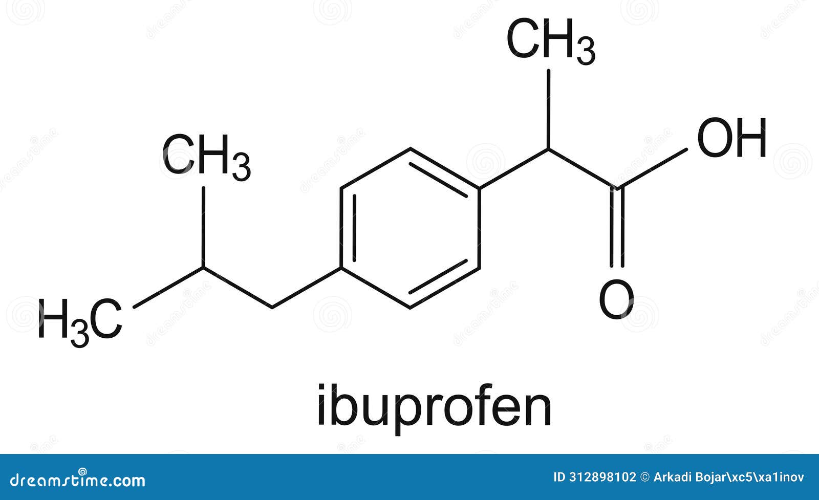 Ibuprofen Molecule Structure, Chemical Formula Stock Vector ...