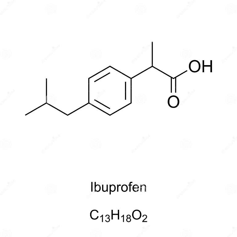 Ibuprofen, Formula and Molecular Structure Stock Vector - Illustration ...