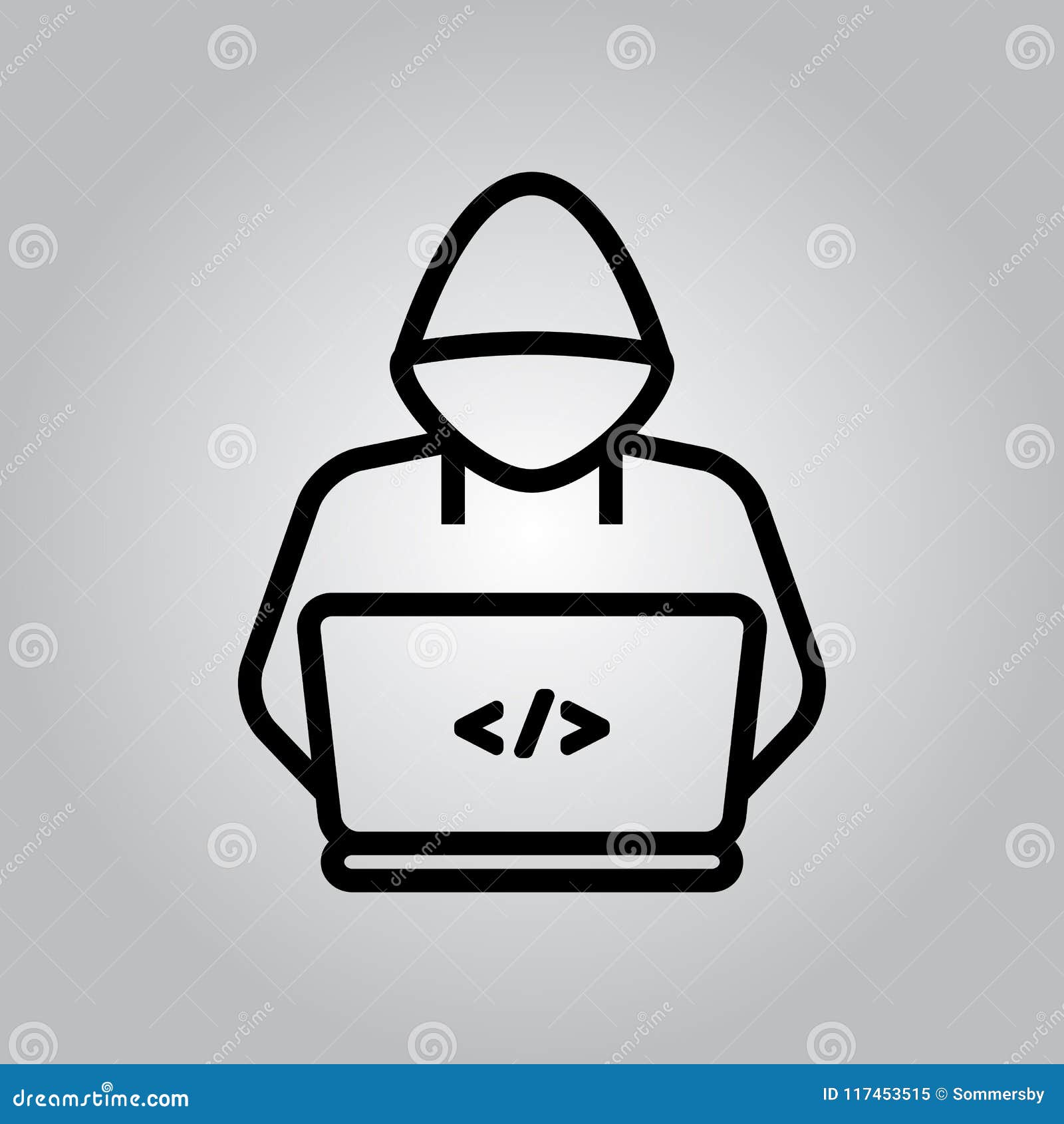 Icône De Pirate Informatique Ou De Codeur Sur Un Fond Gris Illustration ...