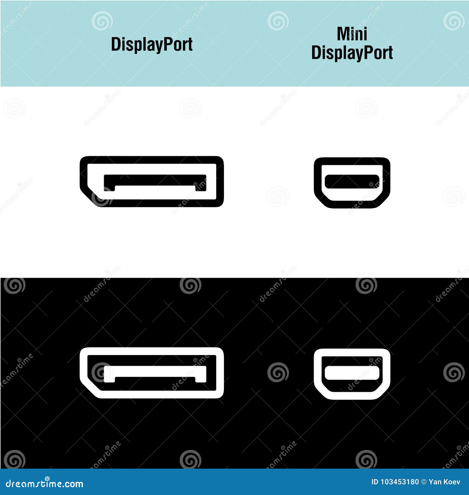 Icônes De DisplayPort Et De Mini DisplayPort Illustration de Vecteur ...