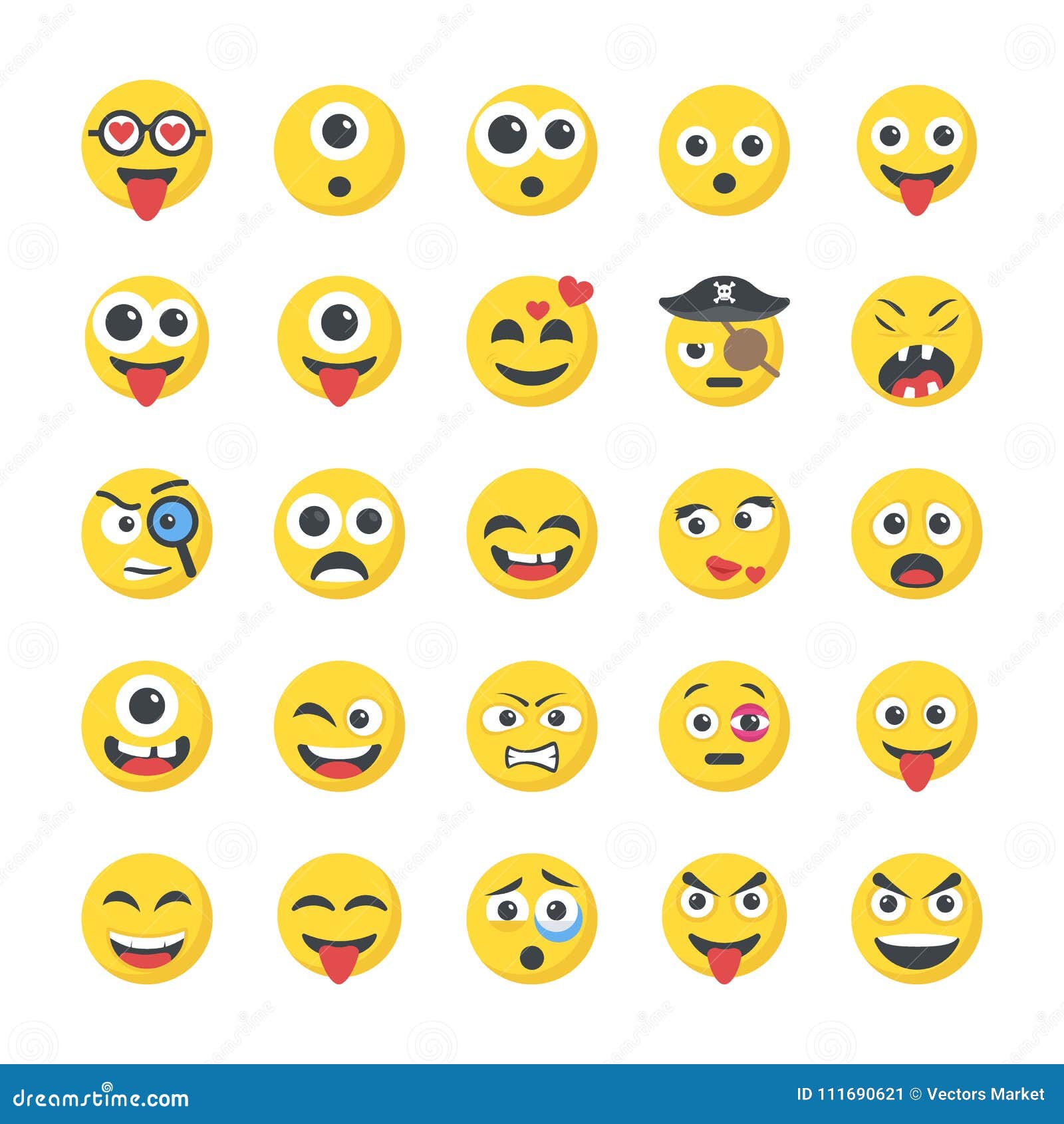 Icônes plates de smiley illustration stock. Illustration du visage ...