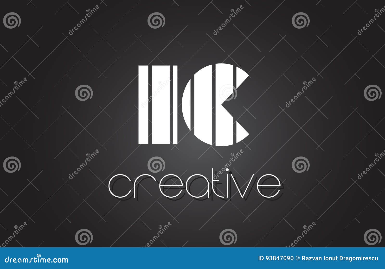 IC I C Letter Logo Design with White and Black Lines. Stock Vector ...