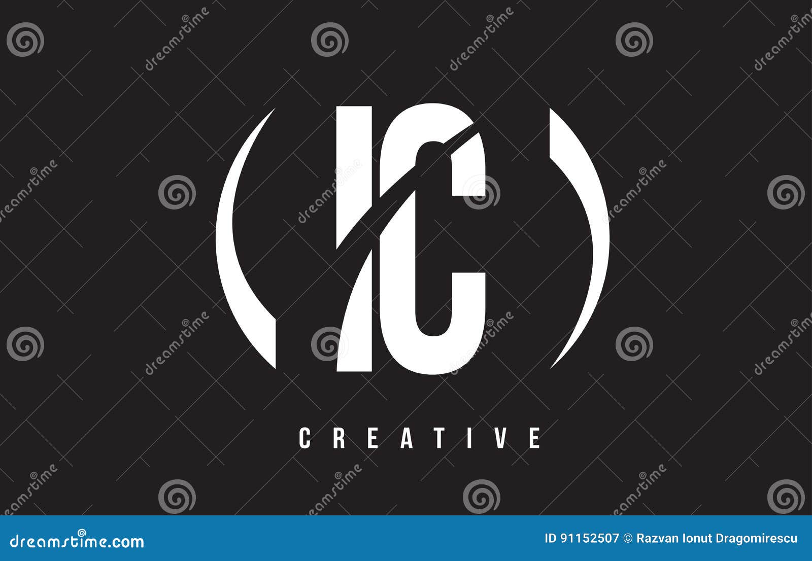 IC I C White Letter Logo Design with Black Background. Stock Vector ...
