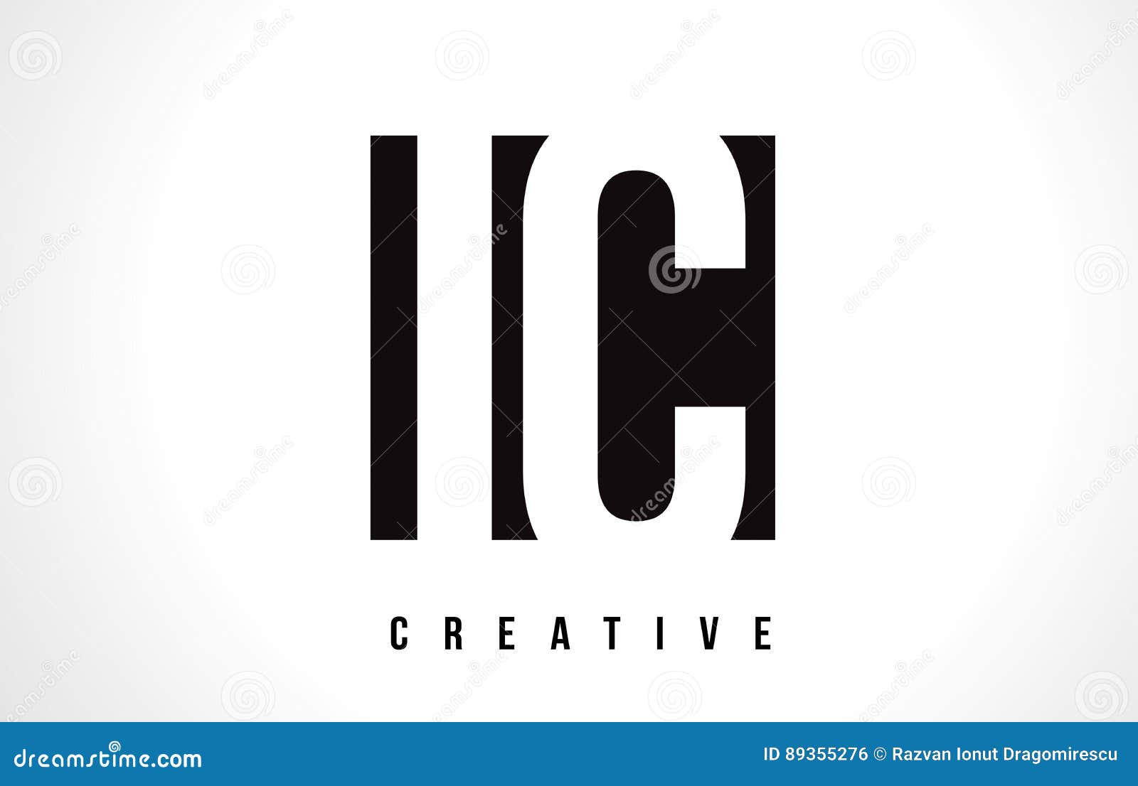 IC I C White Letter Logo Design with Black Square. Stock Vector ...