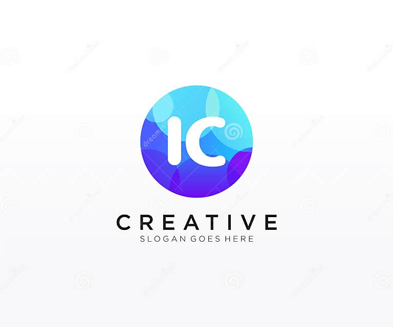 IC Initial Logo with Colorful Circle Template Vector Stock Vector ...