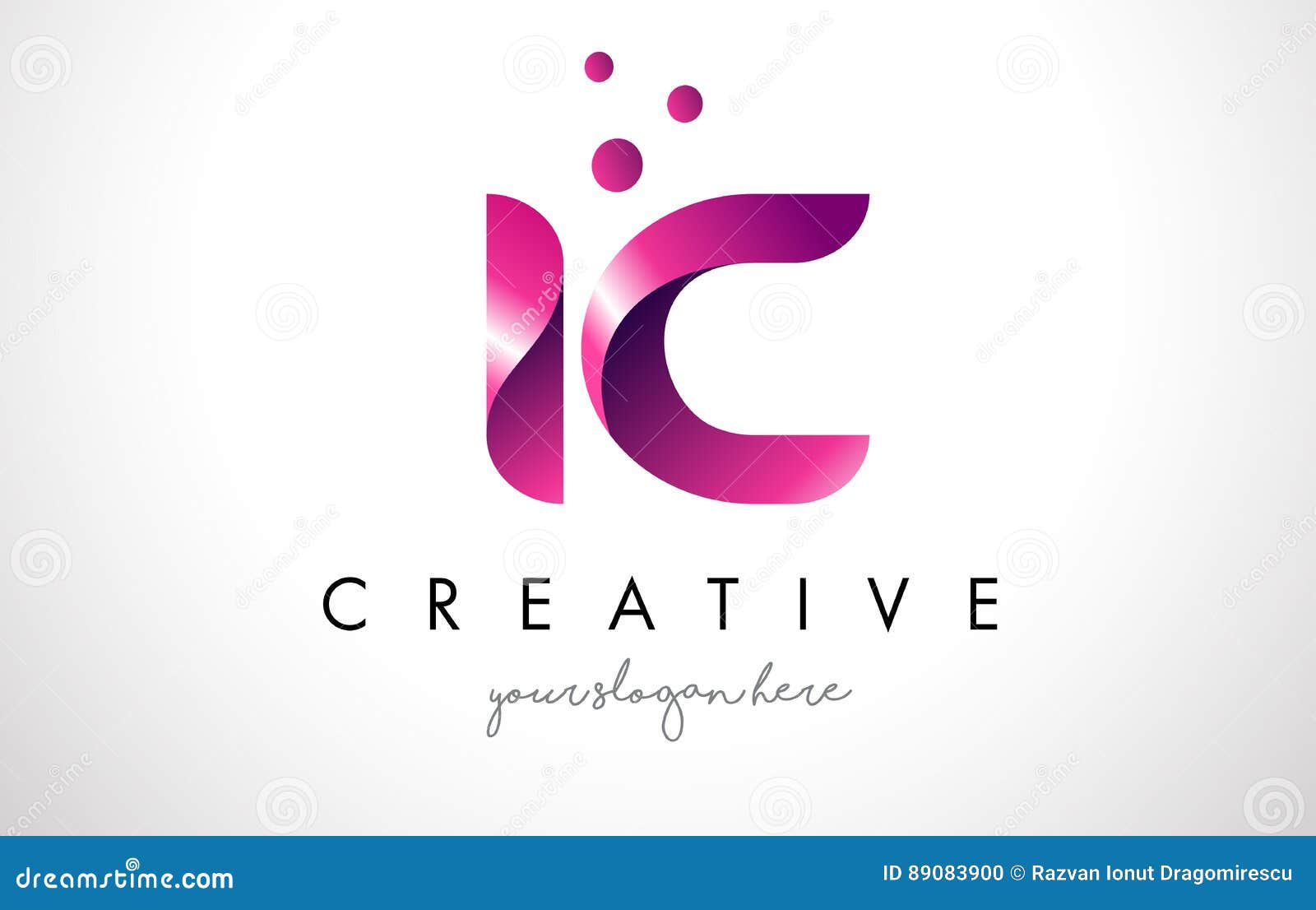 IC Letter Logo Design with Purple Colors and Dots Stock Vector ...