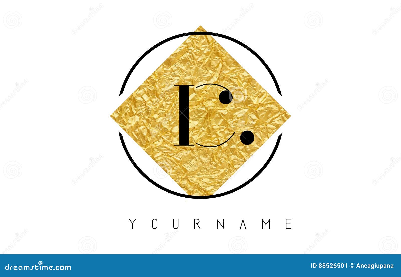 IC Letter Logo with Golden Foil Texture. Stock Vector - Illustration of ...