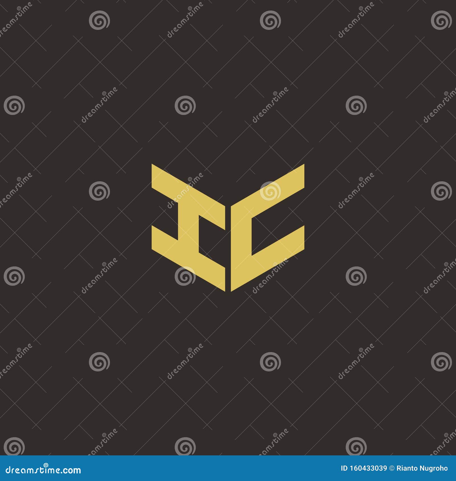 IC Logo Letter Initial Logo Designs Template with Gold and Black ...