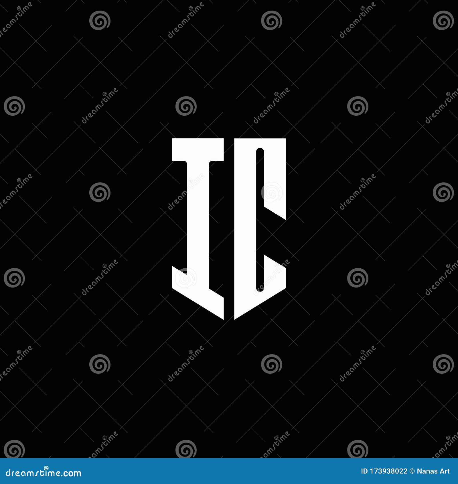 IC Logo Monogram with Emblem Style Isolated on Black Background Stock ...