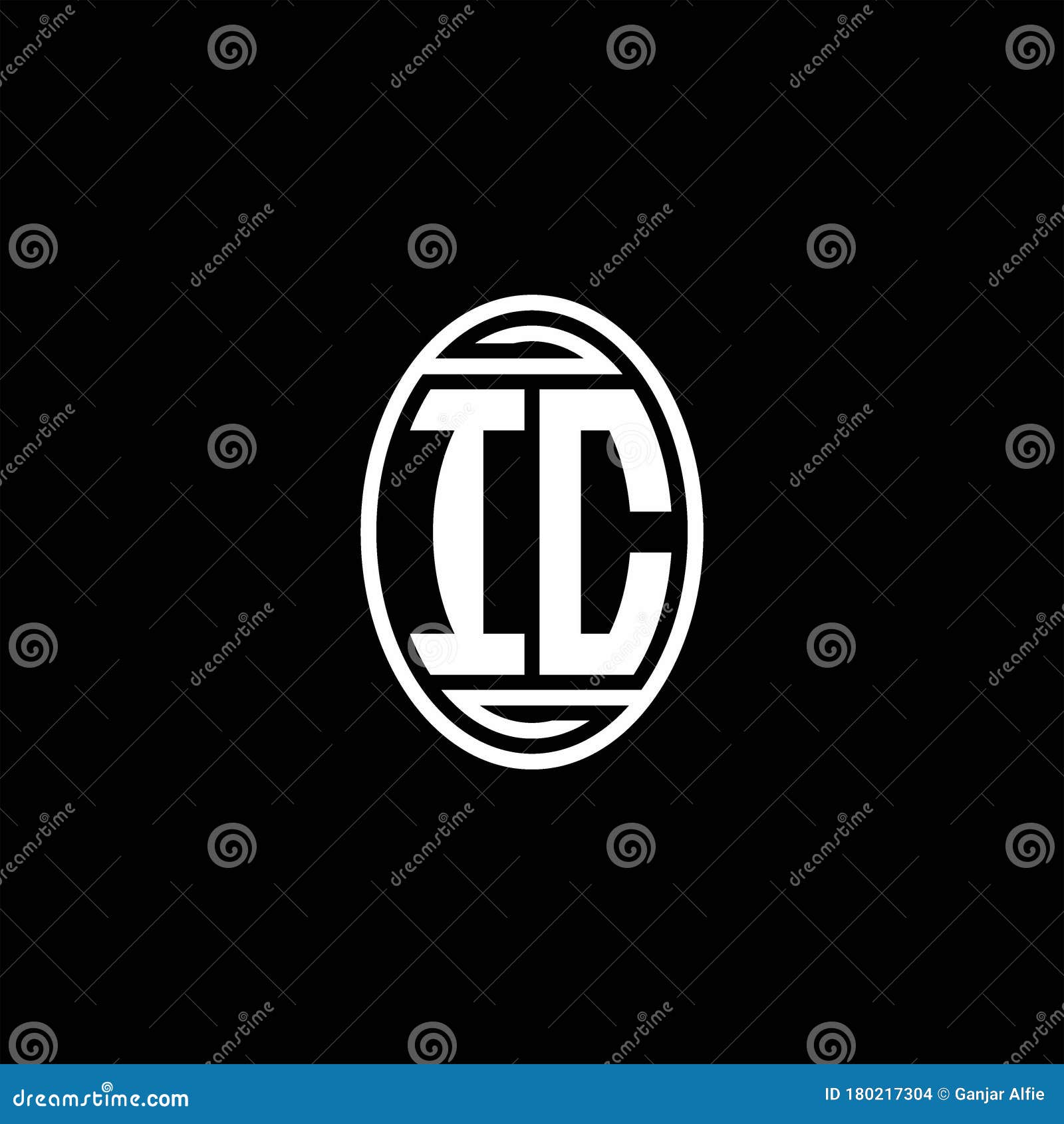 IC Monogram Logo Isolated on Oval Rotate Shape Stock Vector ...