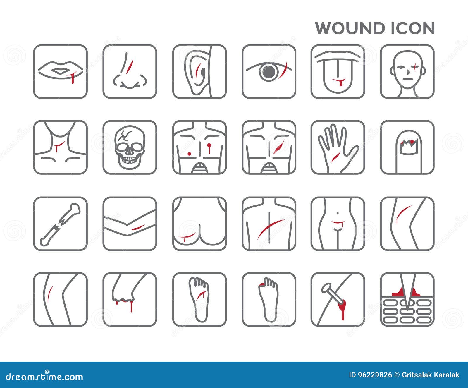 Icône De Blessure, Saignant Sur La Peau Illustration Stock ...