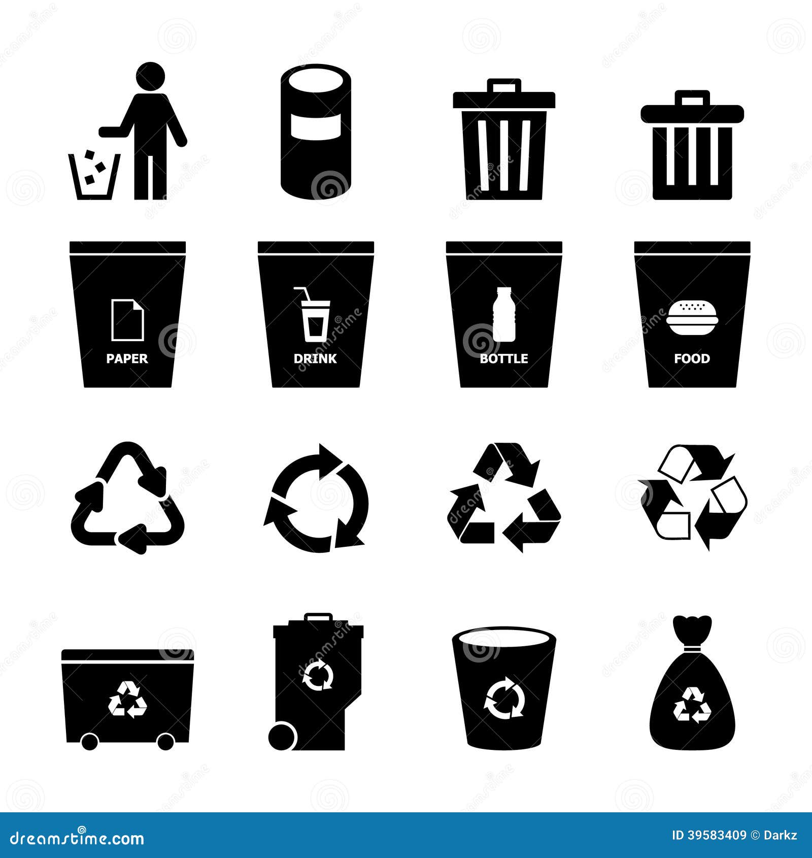 Icône de déchets illustration stock. Illustration du réutilisez - 39583409