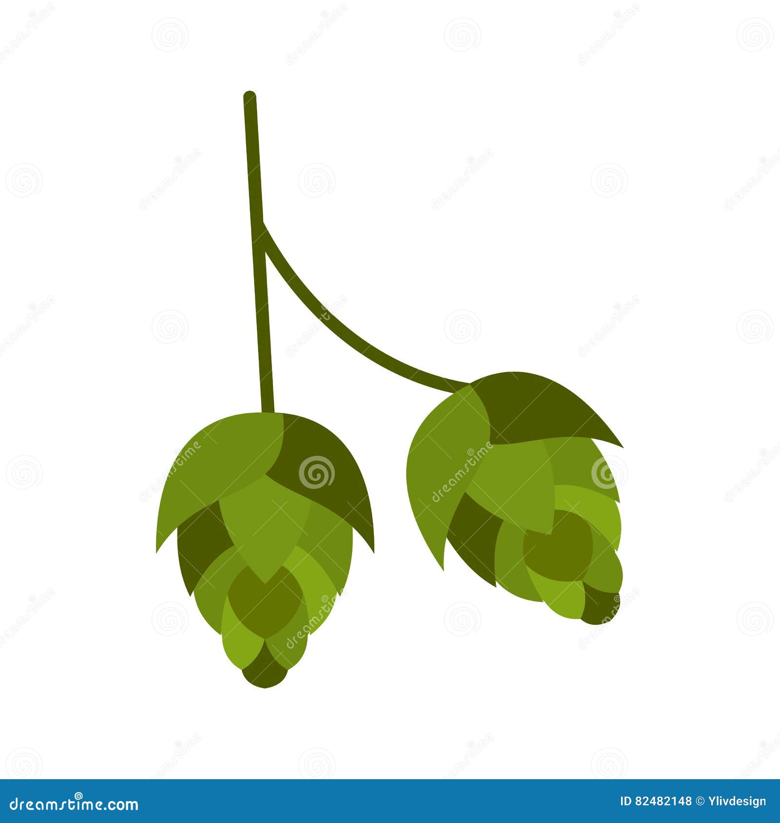 Icône De Houblon En Cônes, Style Plat Illustration de Vecteur ...