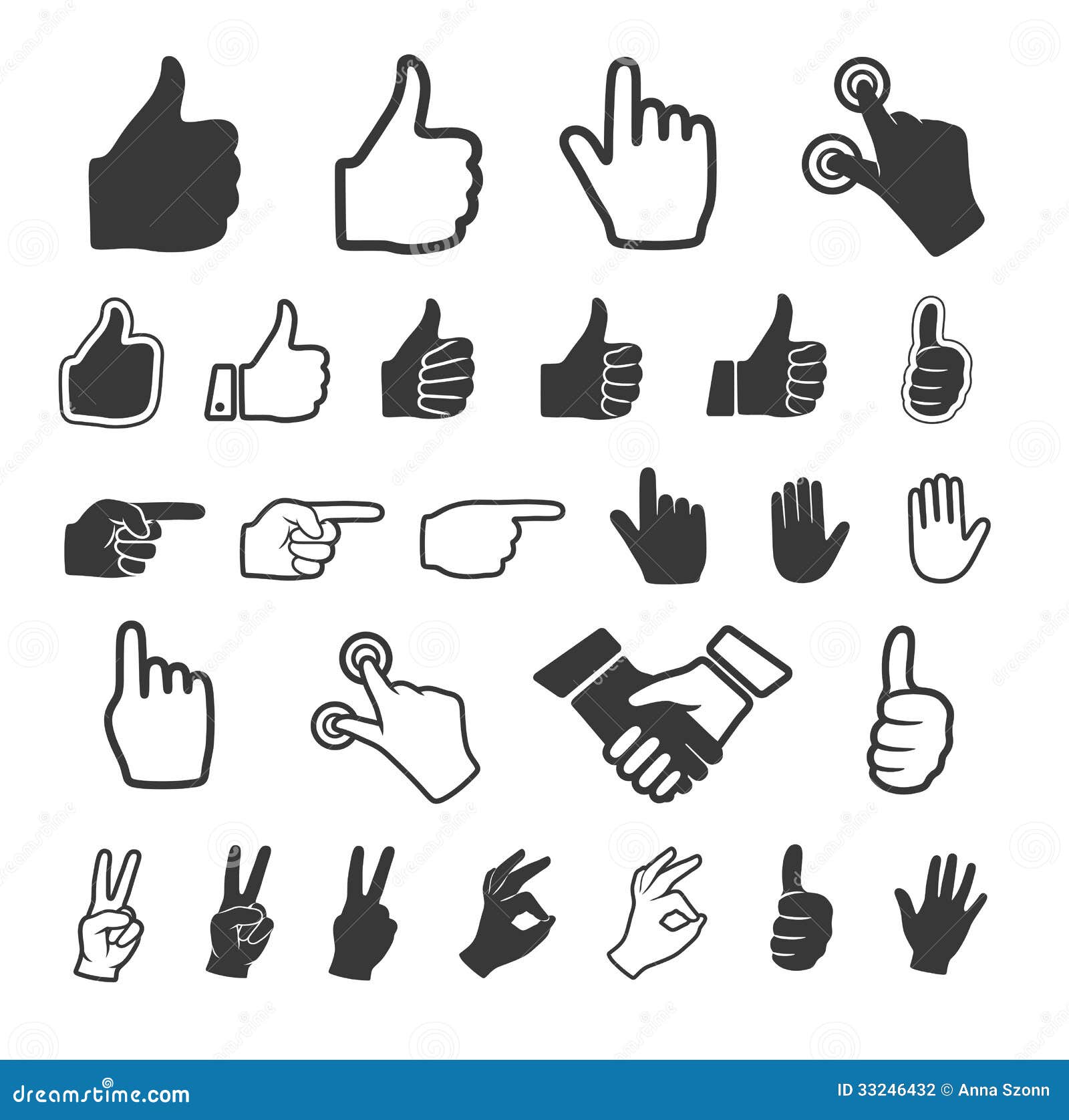 Icône De Main. Ensemble De Vecteur. Illustration de Vecteur ...