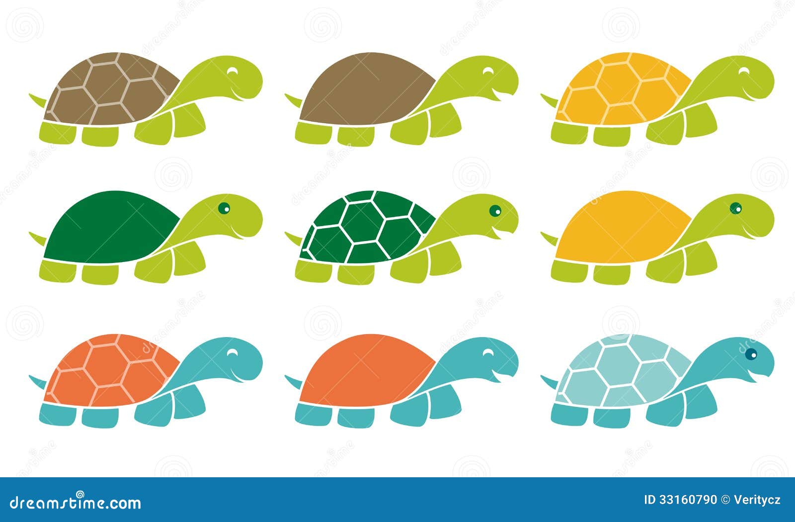 Icône Heureuse Logo Set De Tortue Illustration de Vecteur ...