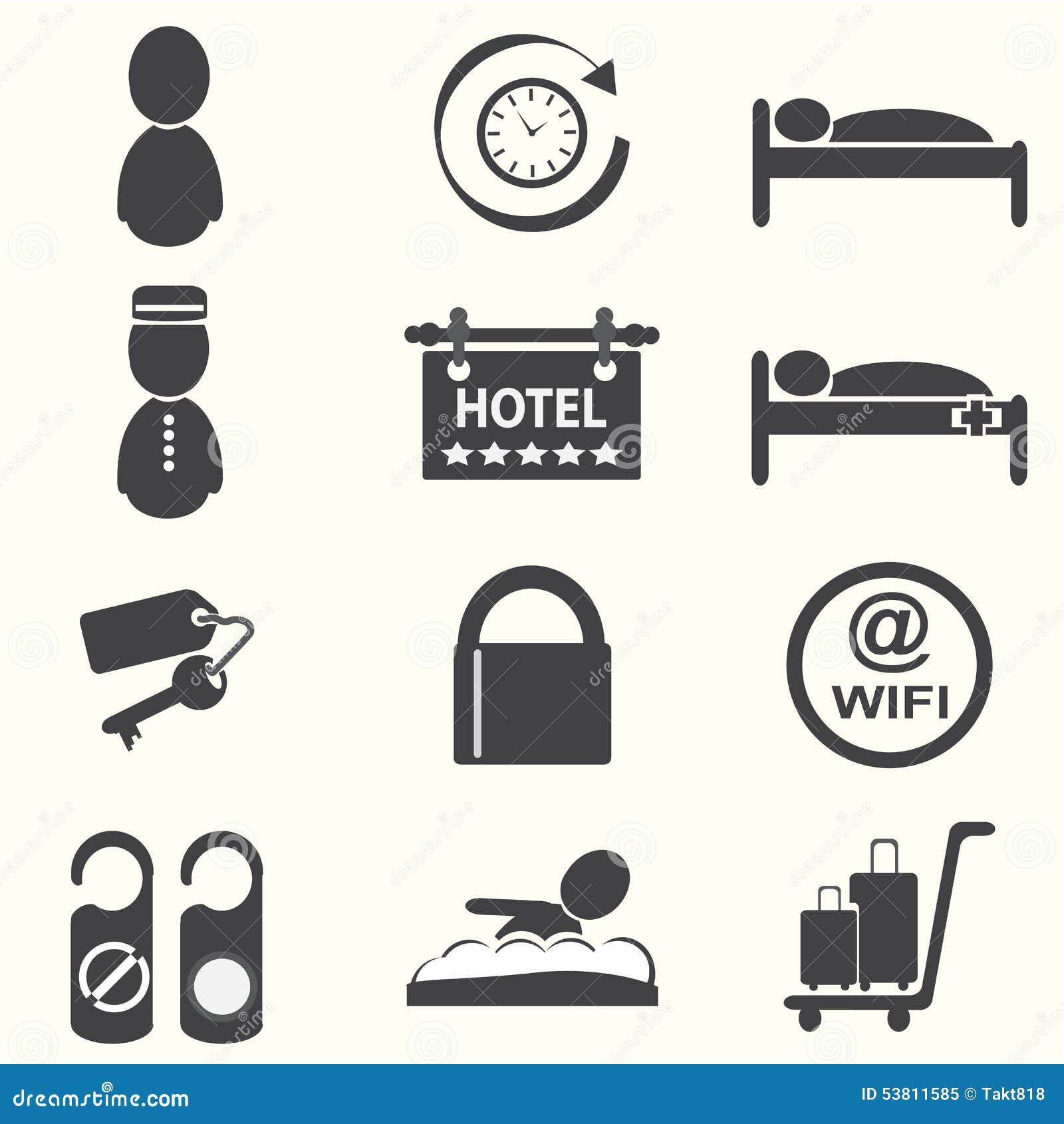 Icônes d'hôtel illustration de vecteur. Illustration du bagage - 53811585