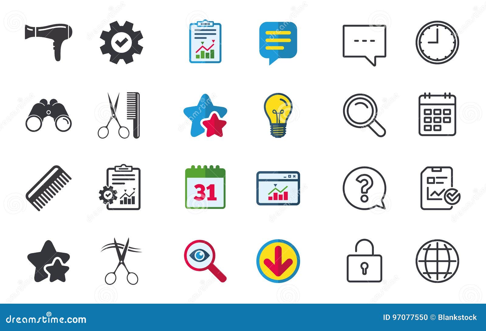 Icônes De Coiffeur Symbole De Cheveux De Coupe De Ciseaux Illustration ...