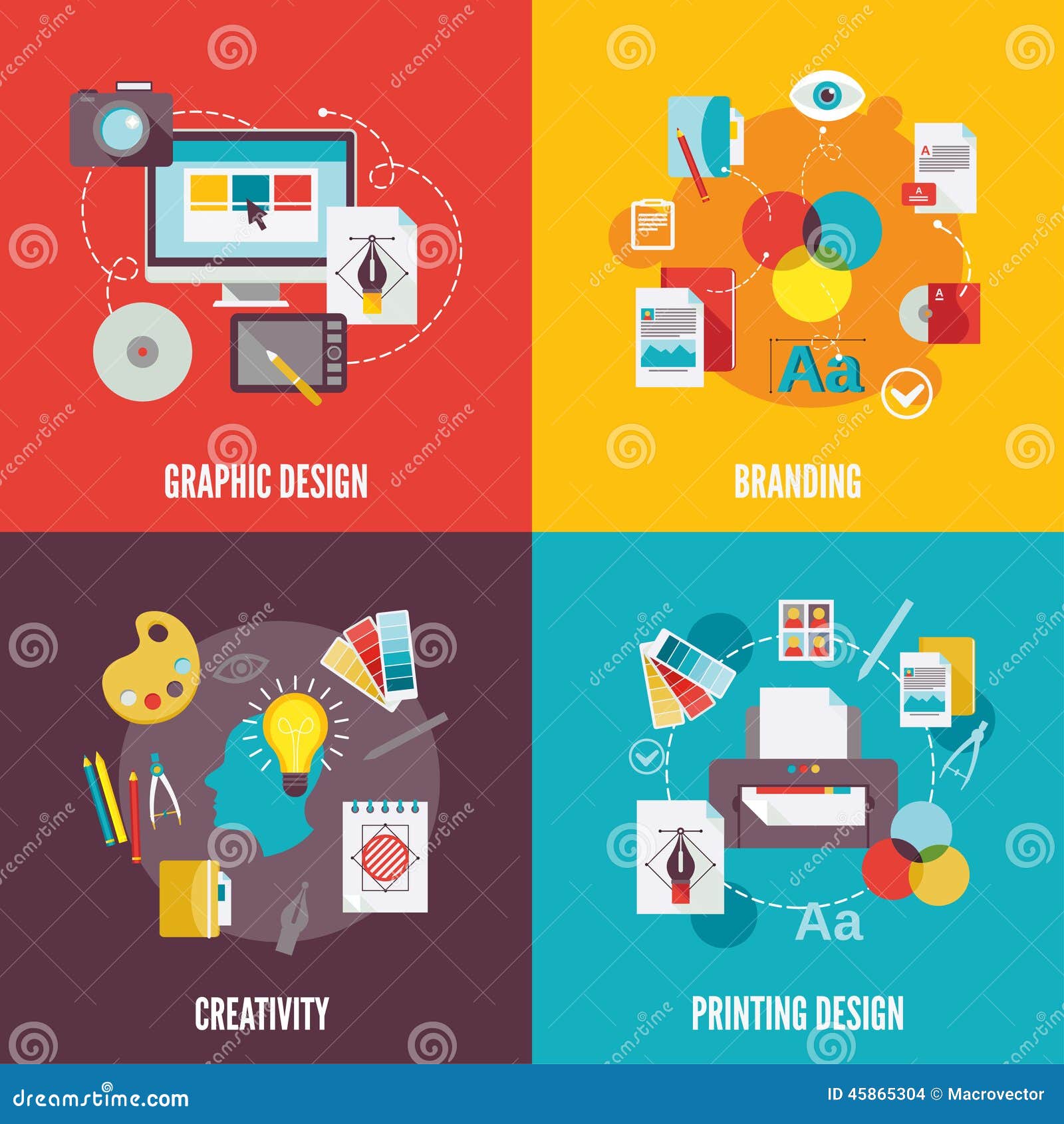 Icônes De Conception Graphique Plates Illustration de Vecteur ...