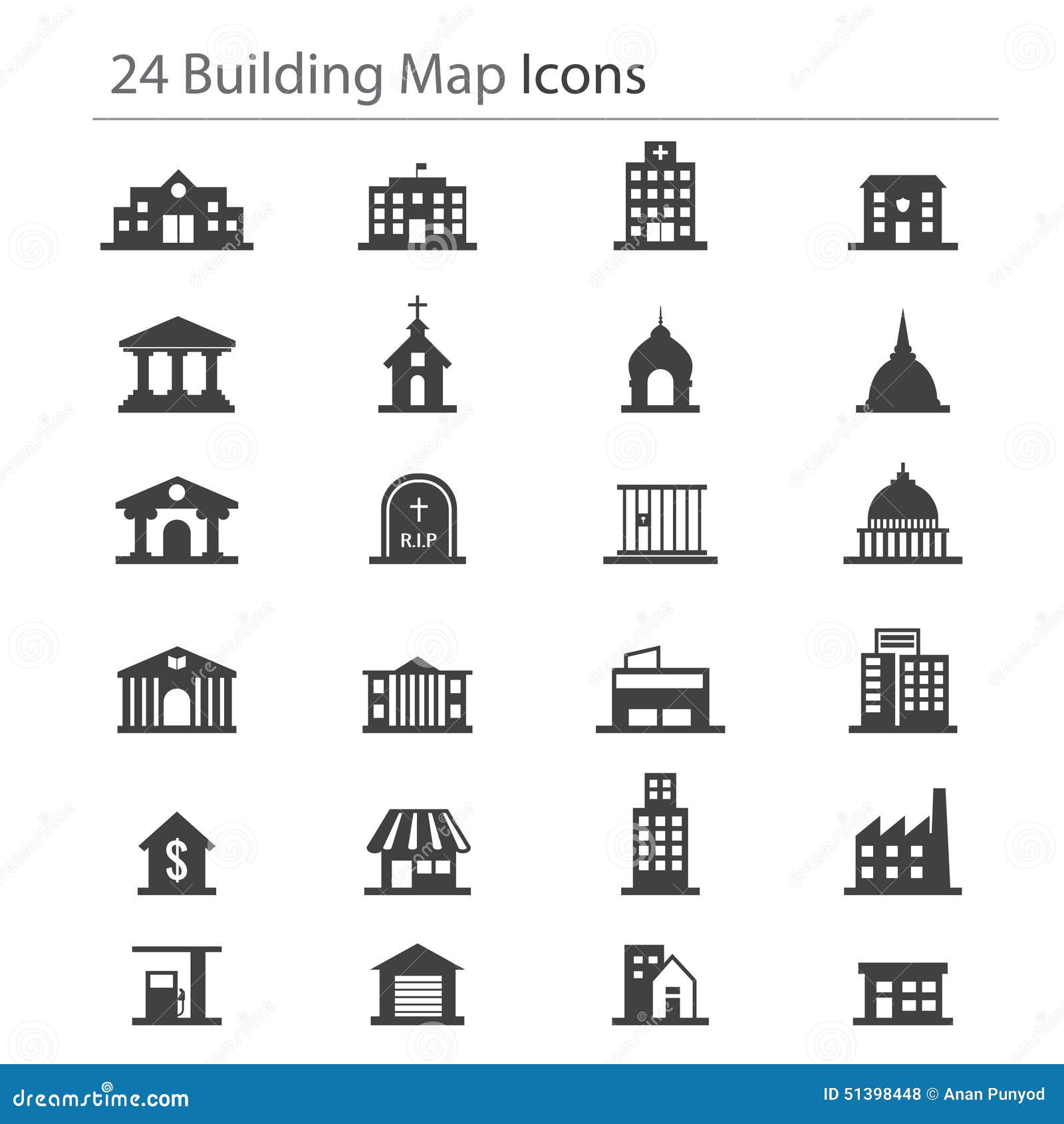 24 Icônes De Construction De Carte Illustration de Vecteur ...