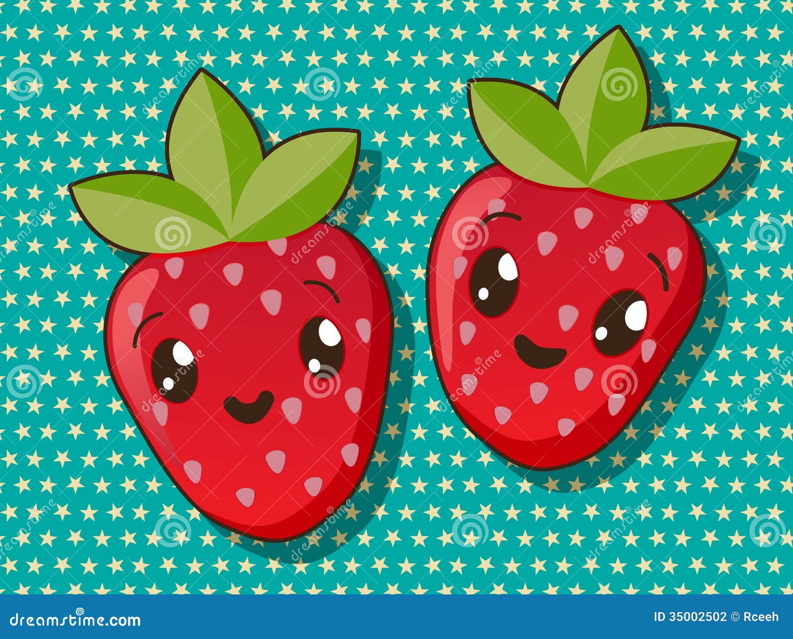 Icônes de fraise de Kawaii illustration de vecteur. Illustration of ...
