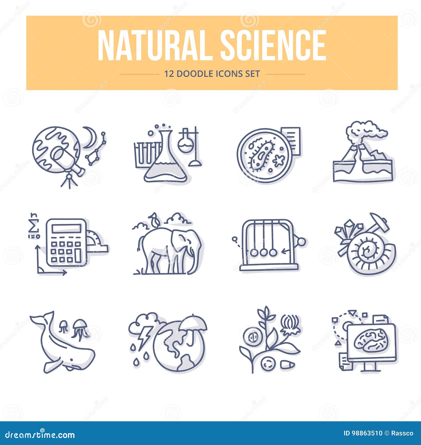 Icônes De Griffonnage De La Science Naturelle Illustration de Vecteur ...
