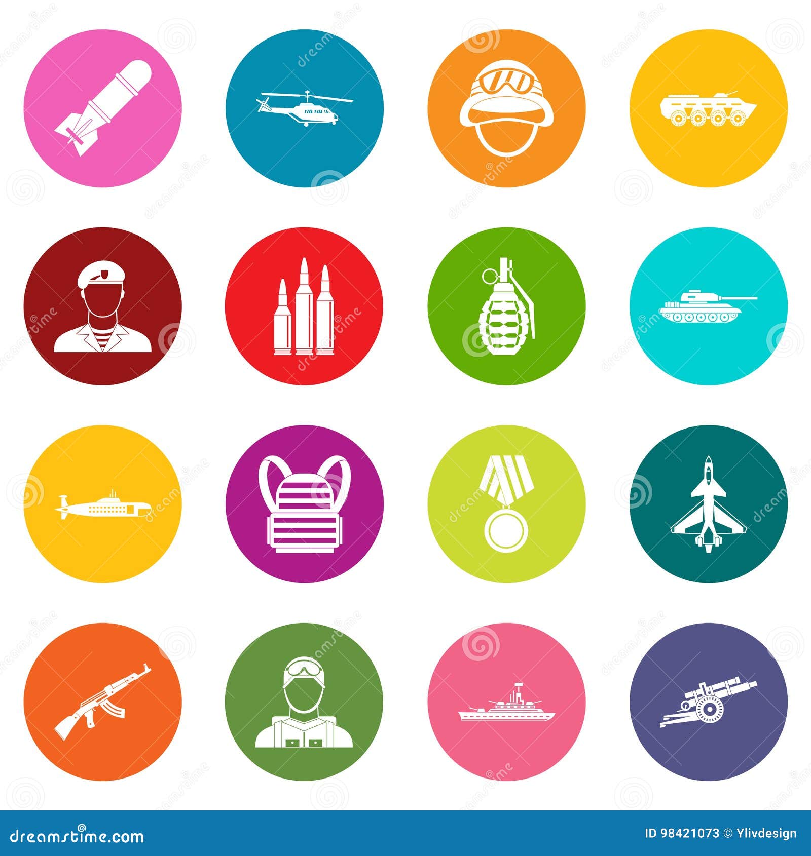 Icônes De Guerre Ensemble De Beaucoup De Couleurs Illustration de ...