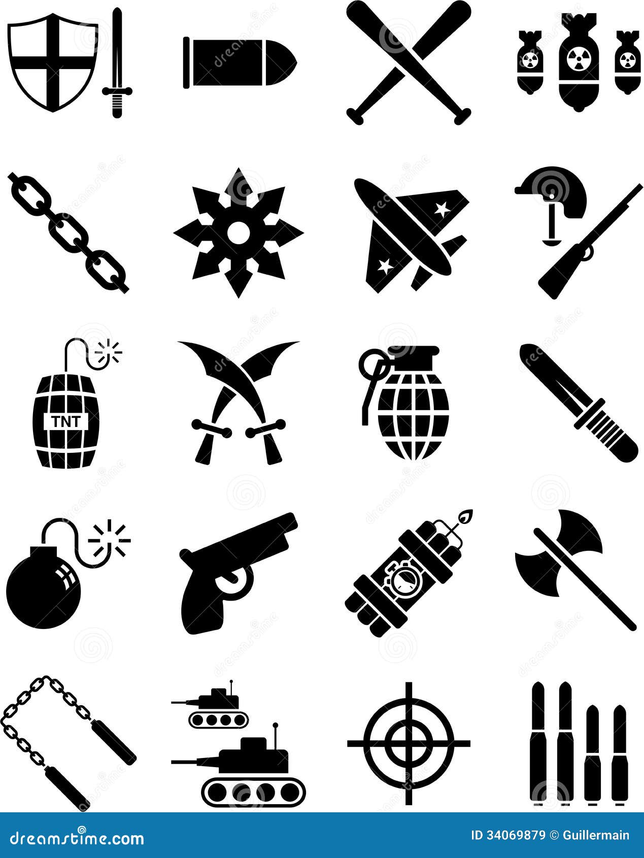 Icônes de guerre et d'arme illustration de vecteur. Illustration du ...