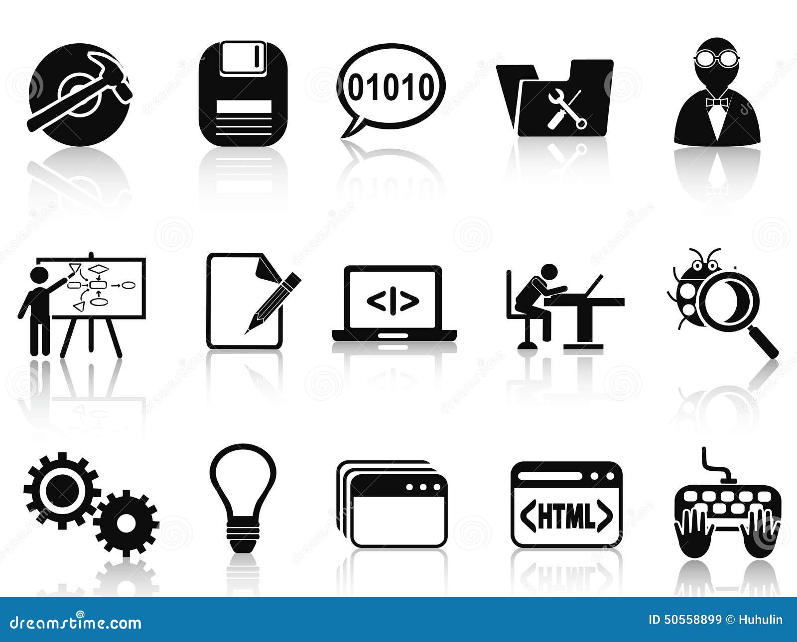 Icônes De Mise Au Point De Programmes Réglées Illustration de Vecteur ...