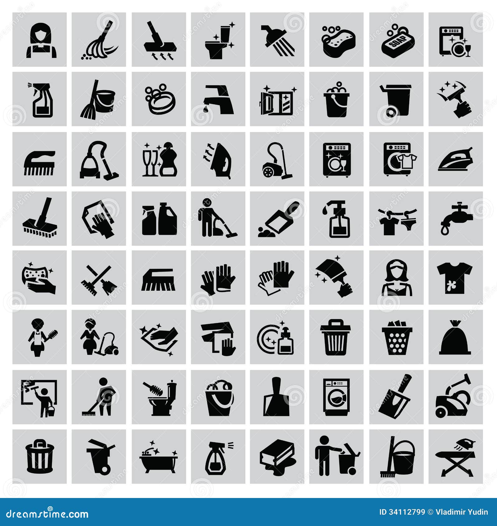 Icônes de nettoyage illustration de vecteur. Illustration du canette ...