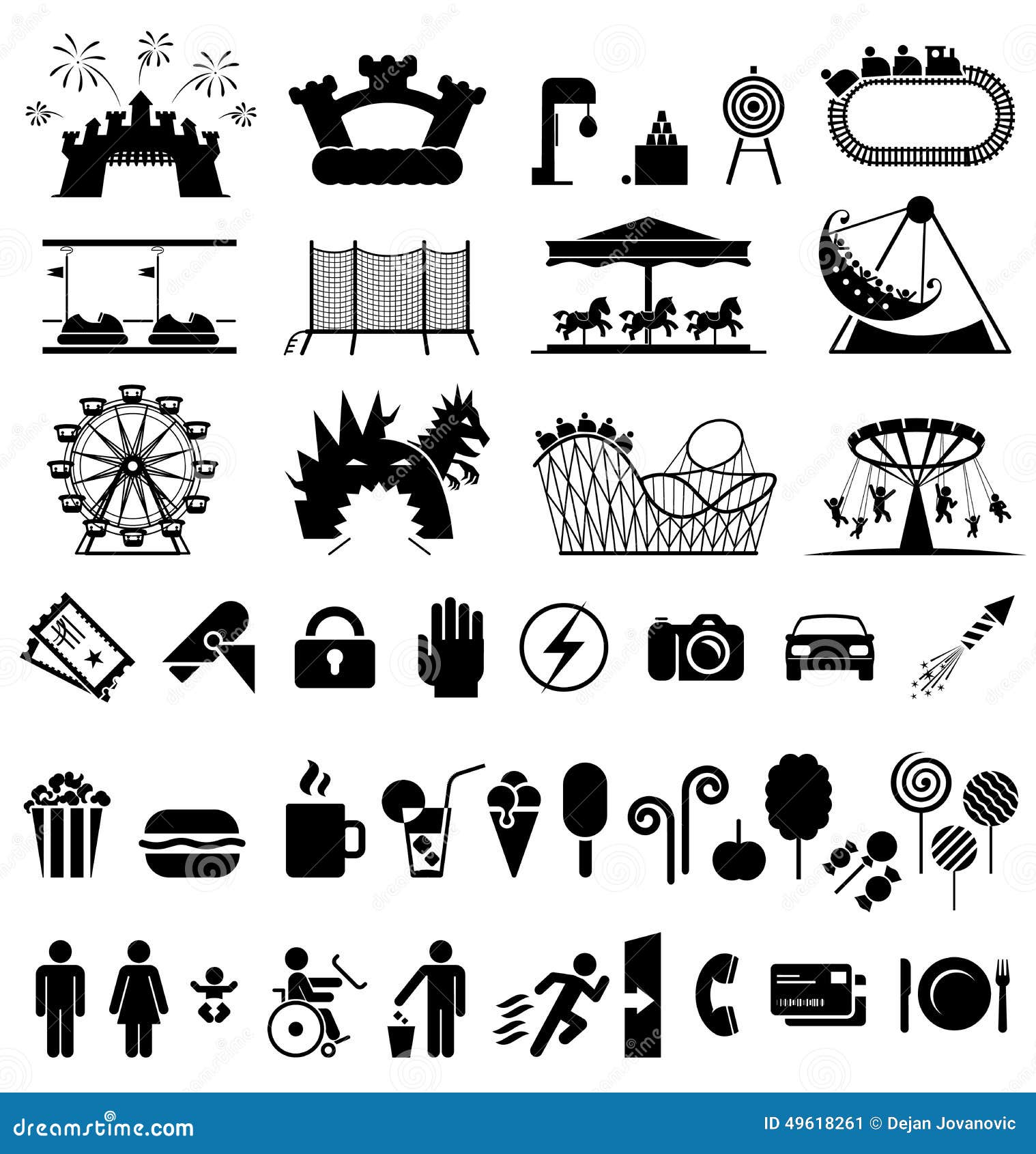 Icônes De Parc D'attractions Illustration de Vecteur - Illustration du ...
