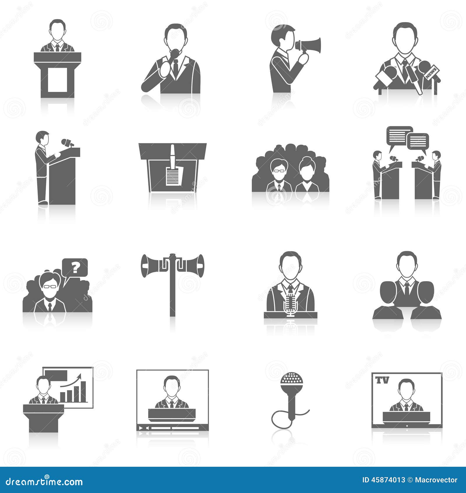 Icônes De Prise De Parole En Public Illustration de Vecteur ...