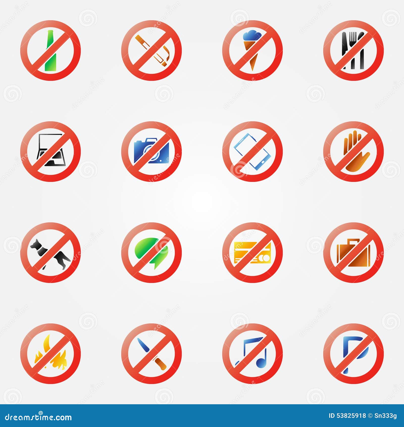 Icônes De Restriction Ou Ensemble De Symboles Illustration de Vecteur ...