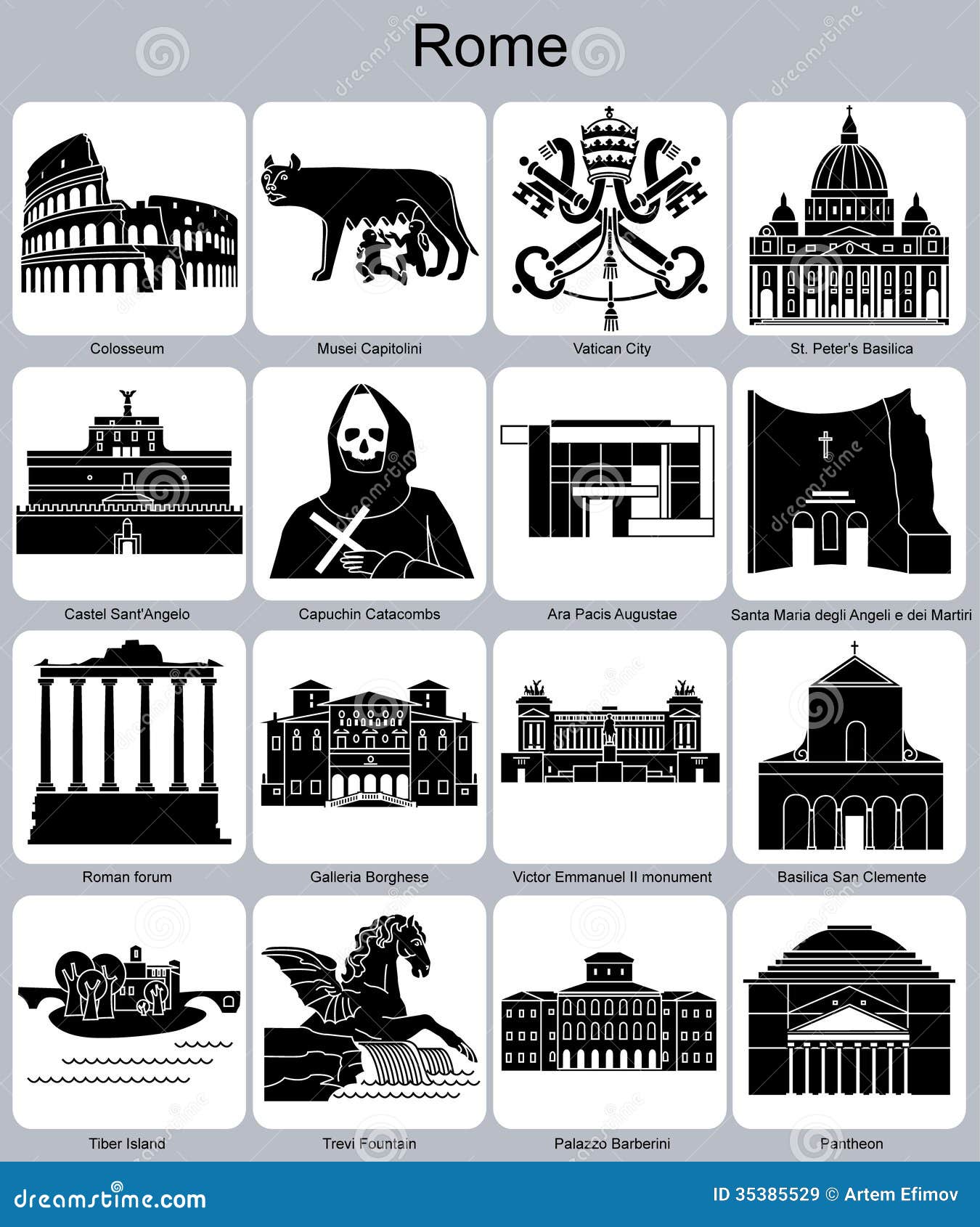 Icônes de Rome illustration de vecteur. Illustration du isolement ...