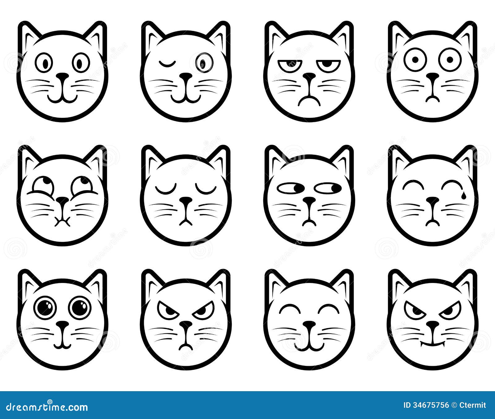 Icônes de smiley de chat illustration de vecteur. Illustration du ...