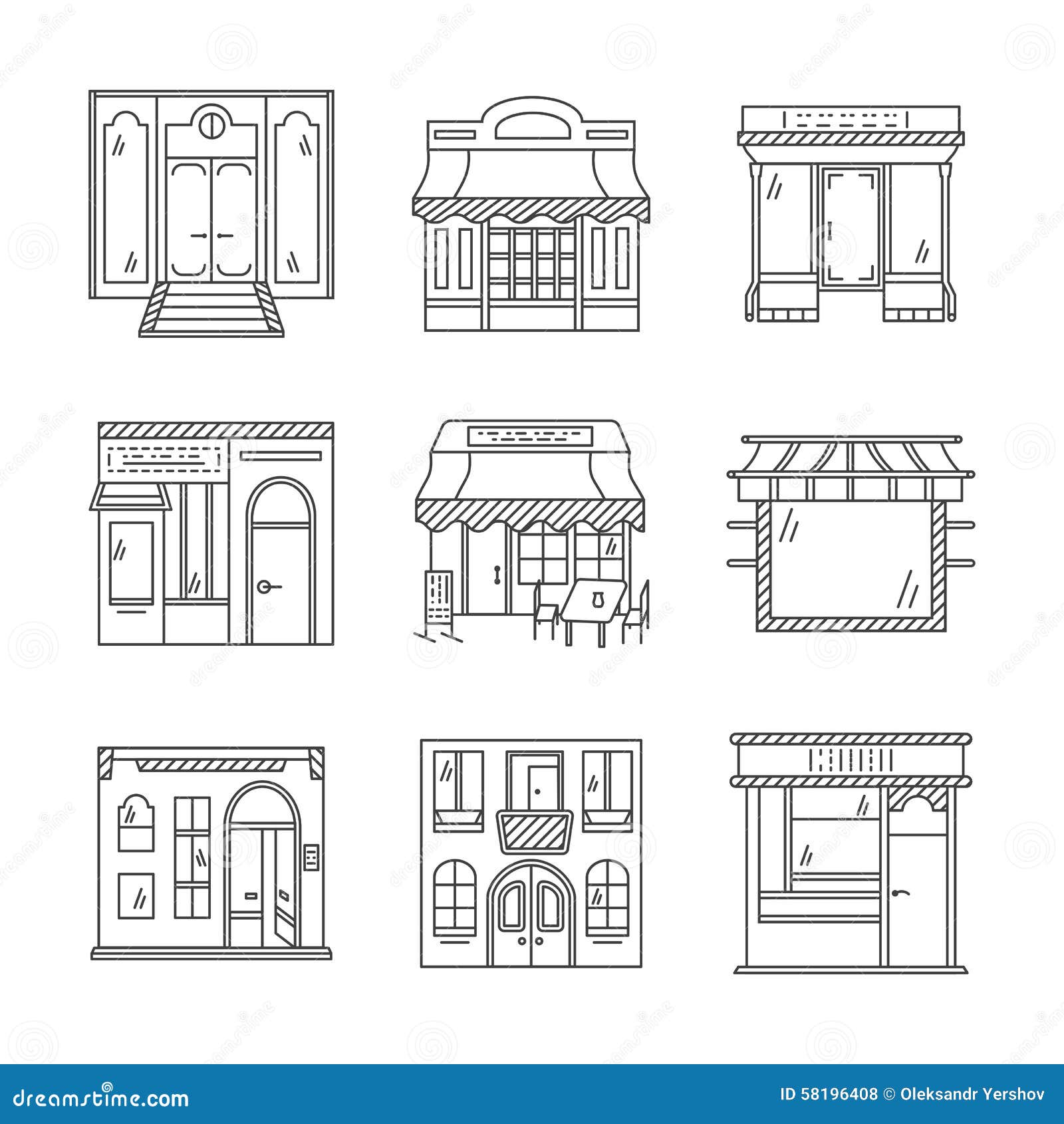 Icônes Linéaires Pour Des Devanture De Magasin Illustration Stock ...