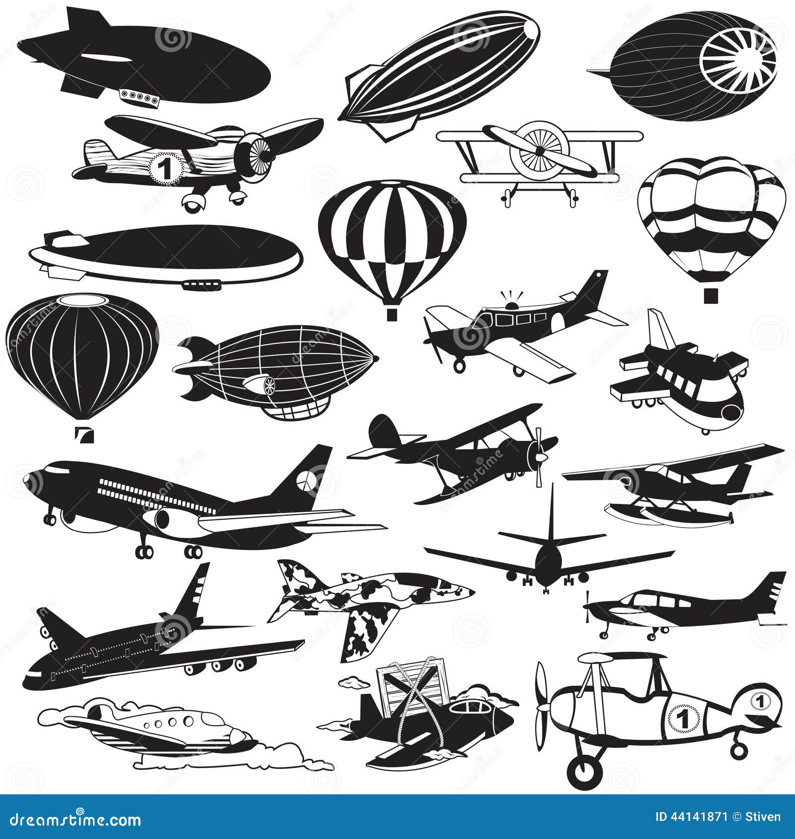 Icônes Noires De Dirigeable Illustration de Vecteur - Illustration du ...