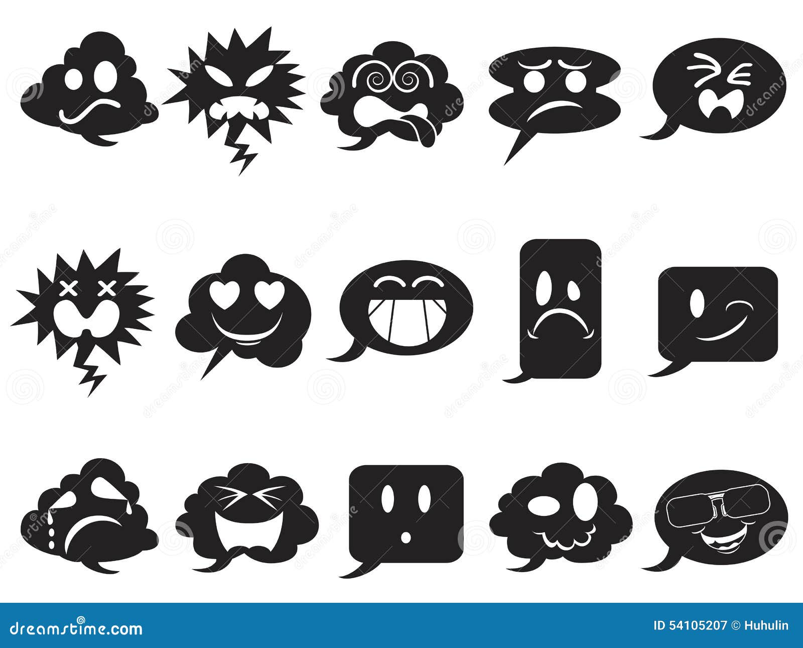Icônes Noires De Smiley De Bulle De La Parole Illustration de Vecteur ...