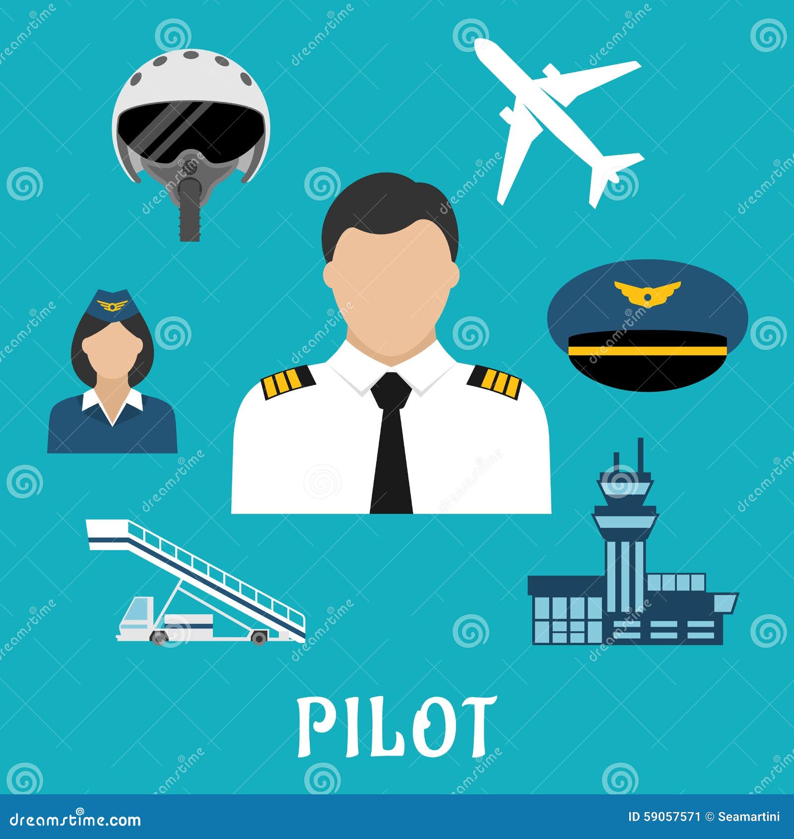 Icônes Pilotes De Profession Et D'avions Illustration de Vecteur ...