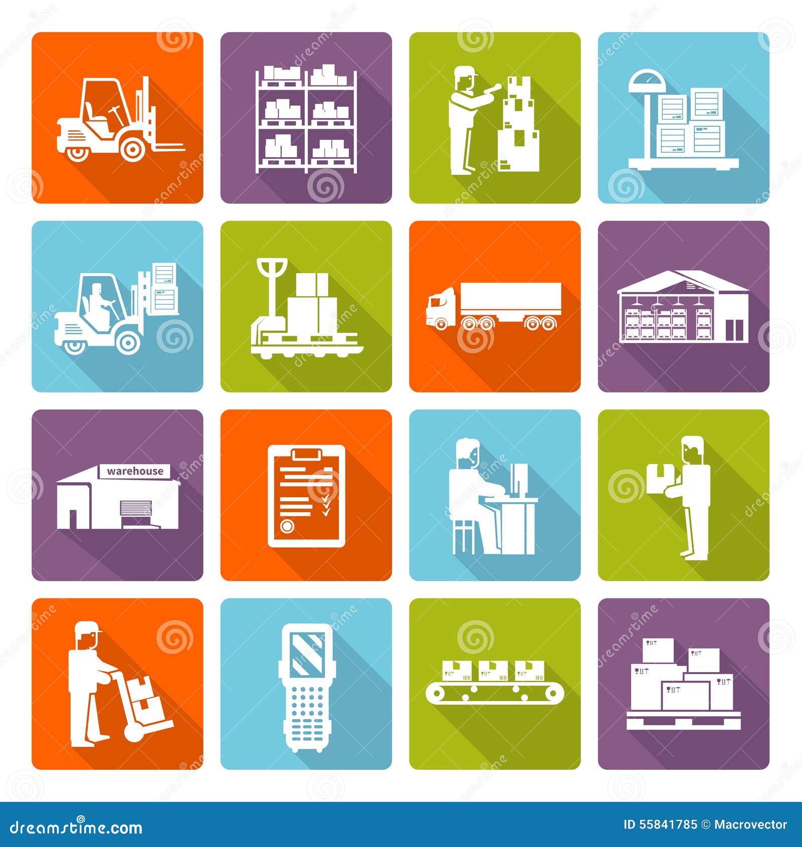 Icônes Plates D'entrepôt Réglées Illustration de Vecteur - Illustration ...