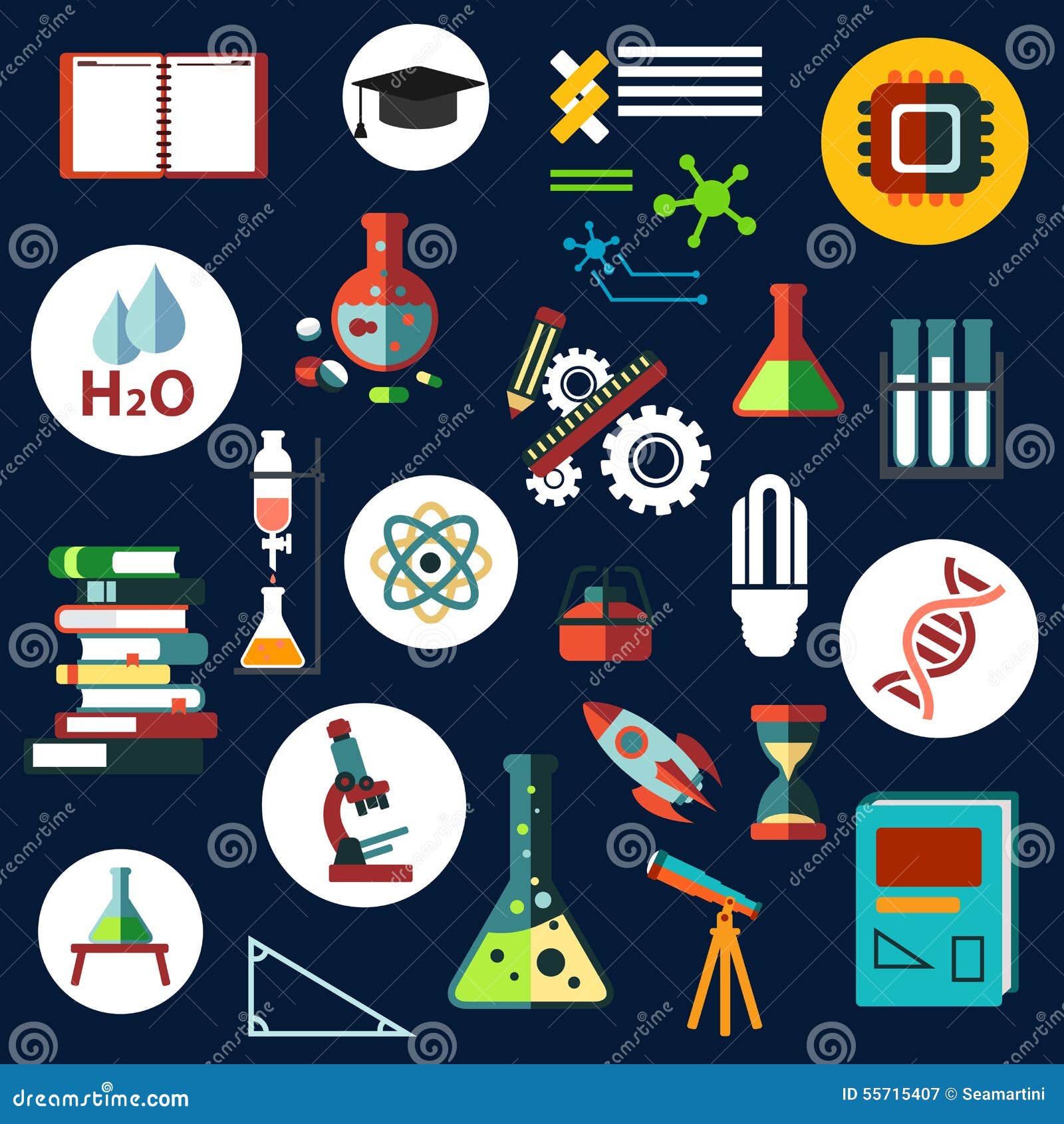 Icônes Plates De Physique Et De Chimie De La Science Illustration de ...