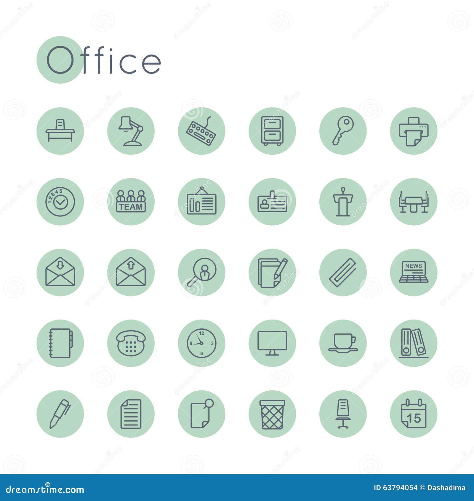 Icônes Rondes De Bureau De Vecteur Illustration de Vecteur ...