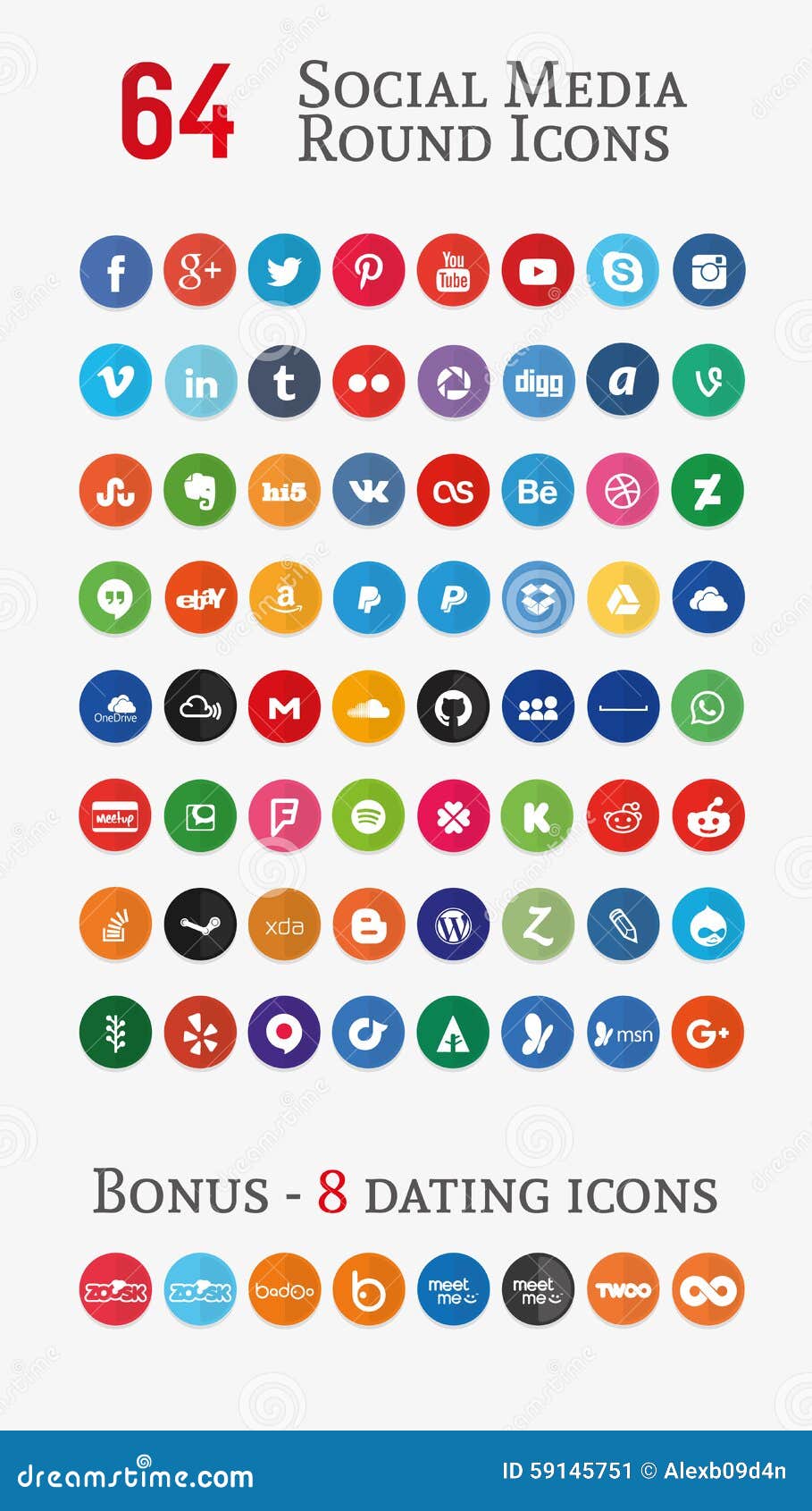 Icônes Rondes De Media Social (placez 1) Photo éditorial - Illustration ...