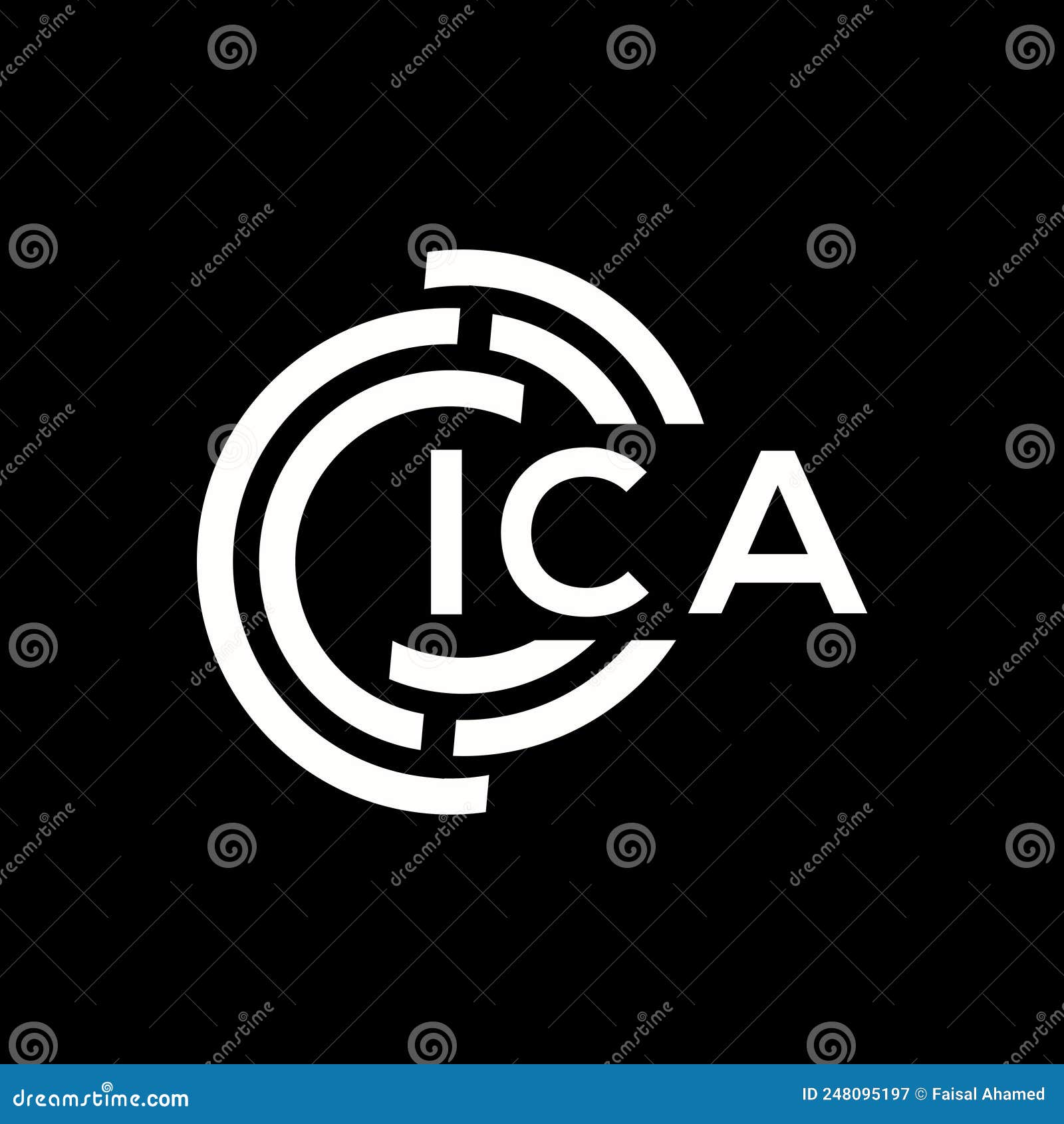 ICA Letter Logo Design on Black Background. ICA Creative Initials ...
