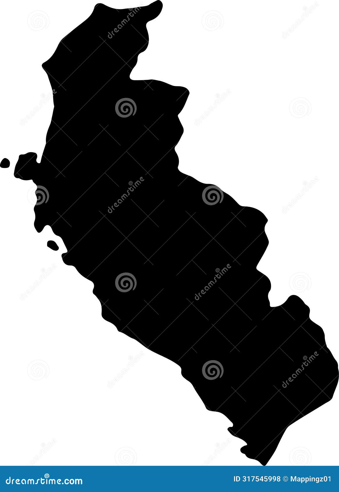 Ica Peru Silhouette Map With Transparent Background Vector Illustration ...